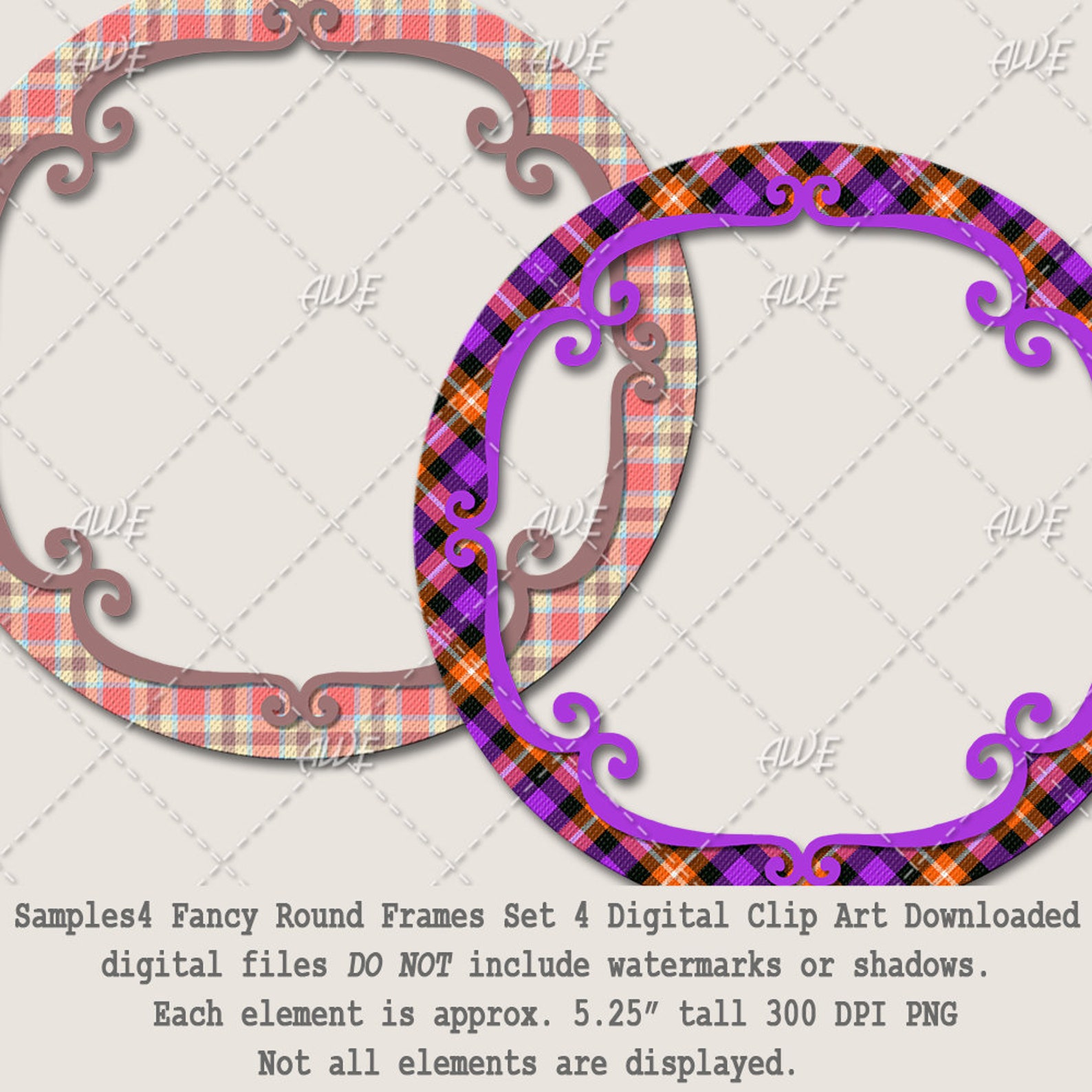 Fancy Round Frames4 Digital Clip Art by Awesomescrapper High | Etsy