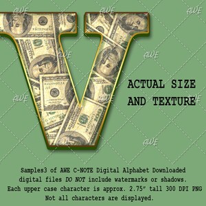 C-note Digital Alphabet by Awesomescrapper - High Quality, 300 DPI Pngs ...