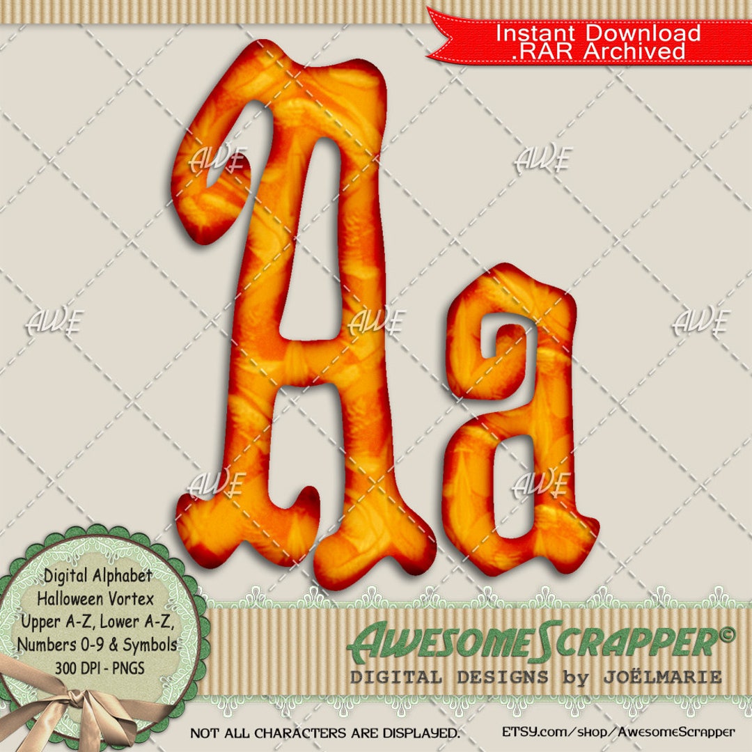 Halloween Vortex Digital Alphabet by Awesomescrapper, High Quality, 300 ...