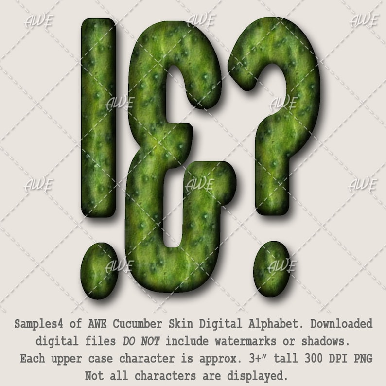 Cucumber Skin Digital Alphabet by Awesomescrapper, High Quality 300 DPI ...