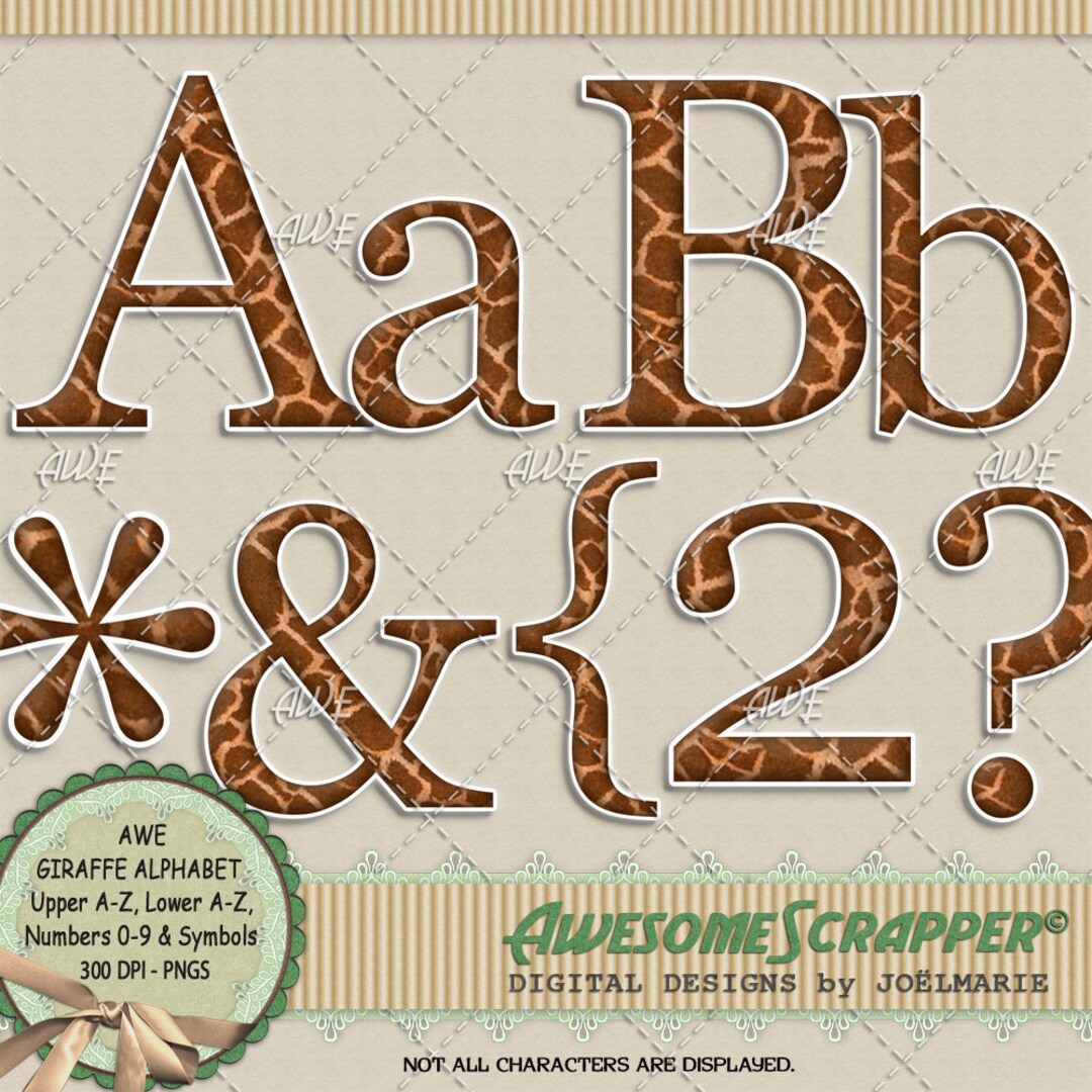 Giraffe Digital Alphabet by Awesomescrapper - Upper Case, Lower Case ...