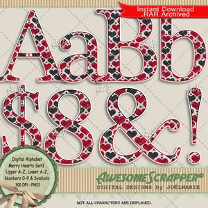 Merry Hearts Set3 Digital Alphabet by Awesomescrapper - High Quality ...
