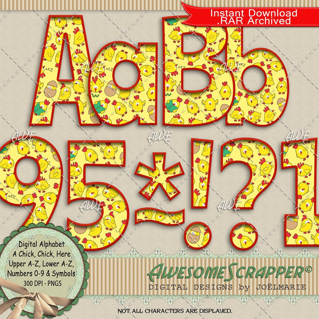 Chick, Chick Here Digital Alphabet by Awesomescrapper - High Quality ...