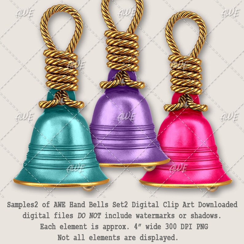 Hand Bells Set2 Digital Clip Art by Awesomescrapper Set of - Etsy