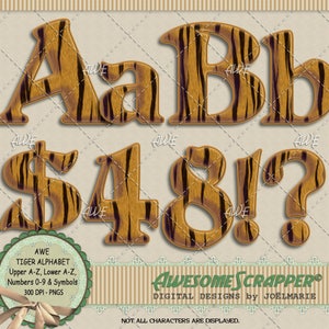 Tiger Digital Alphabet, by Awesomescrapper - Upper Case A-Z, Lower Case ...