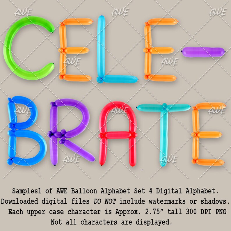 Balloon Alphabet Set 4 Digital Alphabet by Awesomescrapper - Etsy