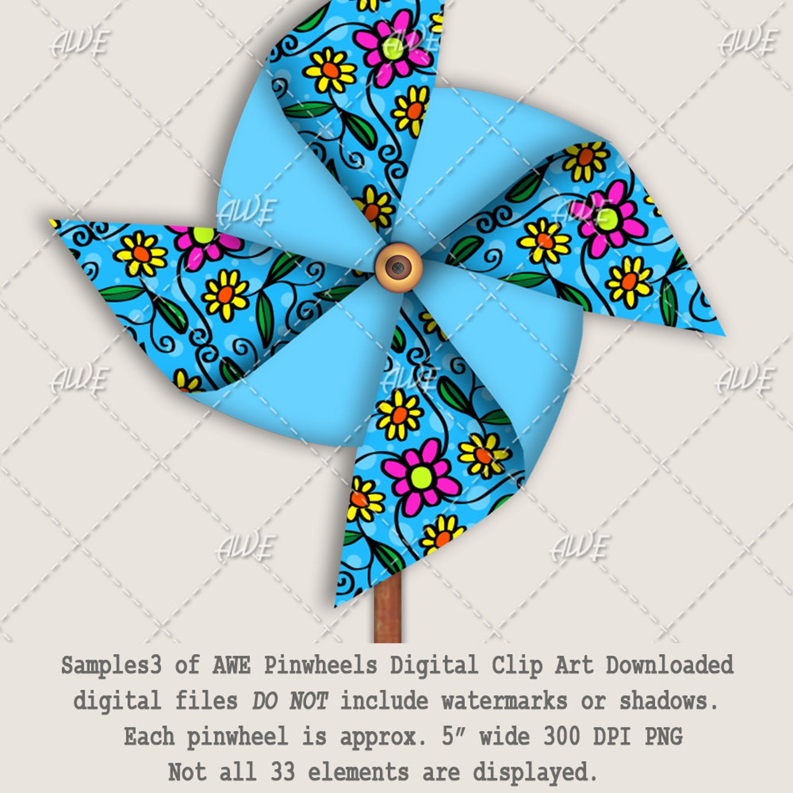 Pinwheels Digital Clip Art by Awesomescrapper - High Quality, 300 DPI ...