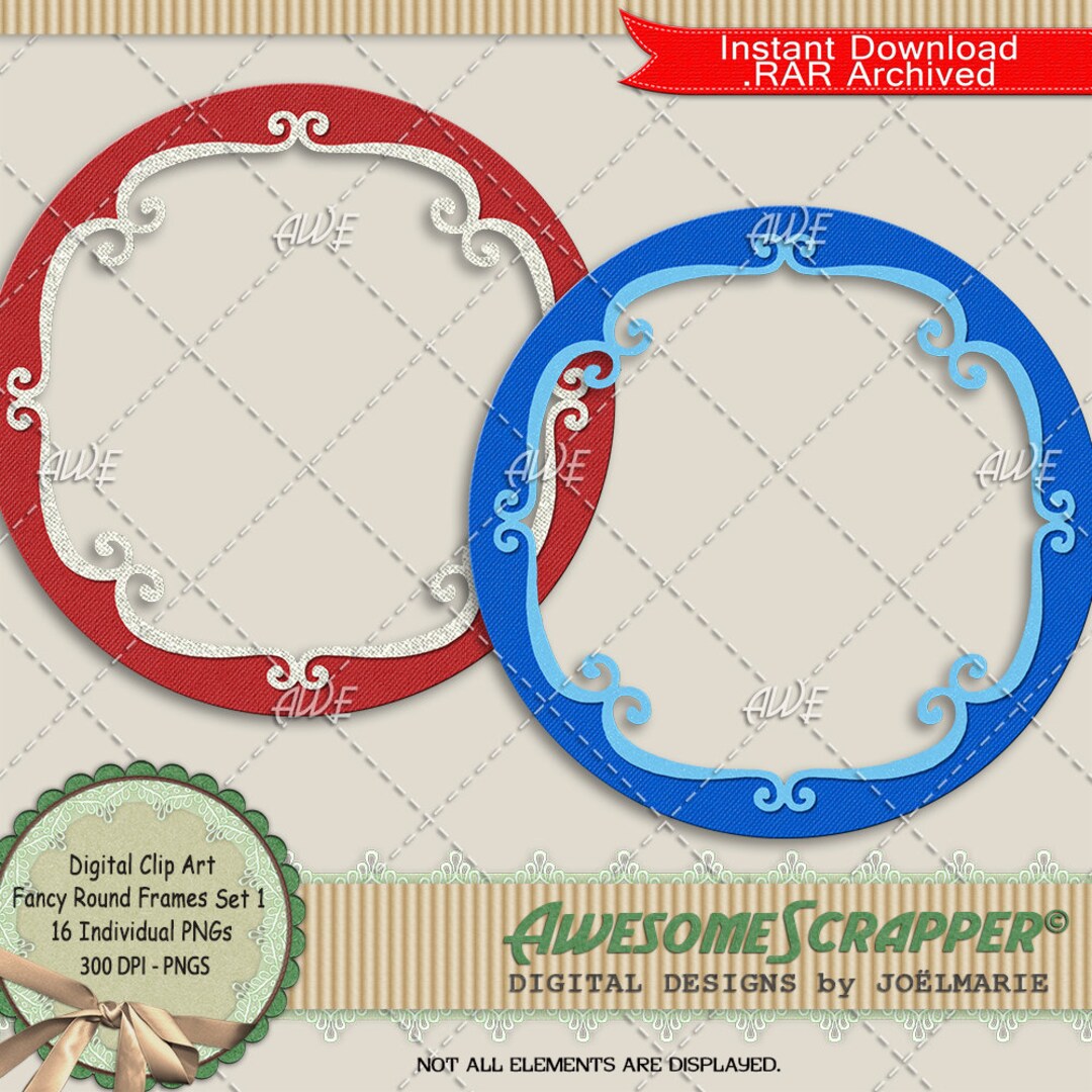 Fancy Round Frames1 Digital Clip Art by Awesomescrapper - High Quality ...