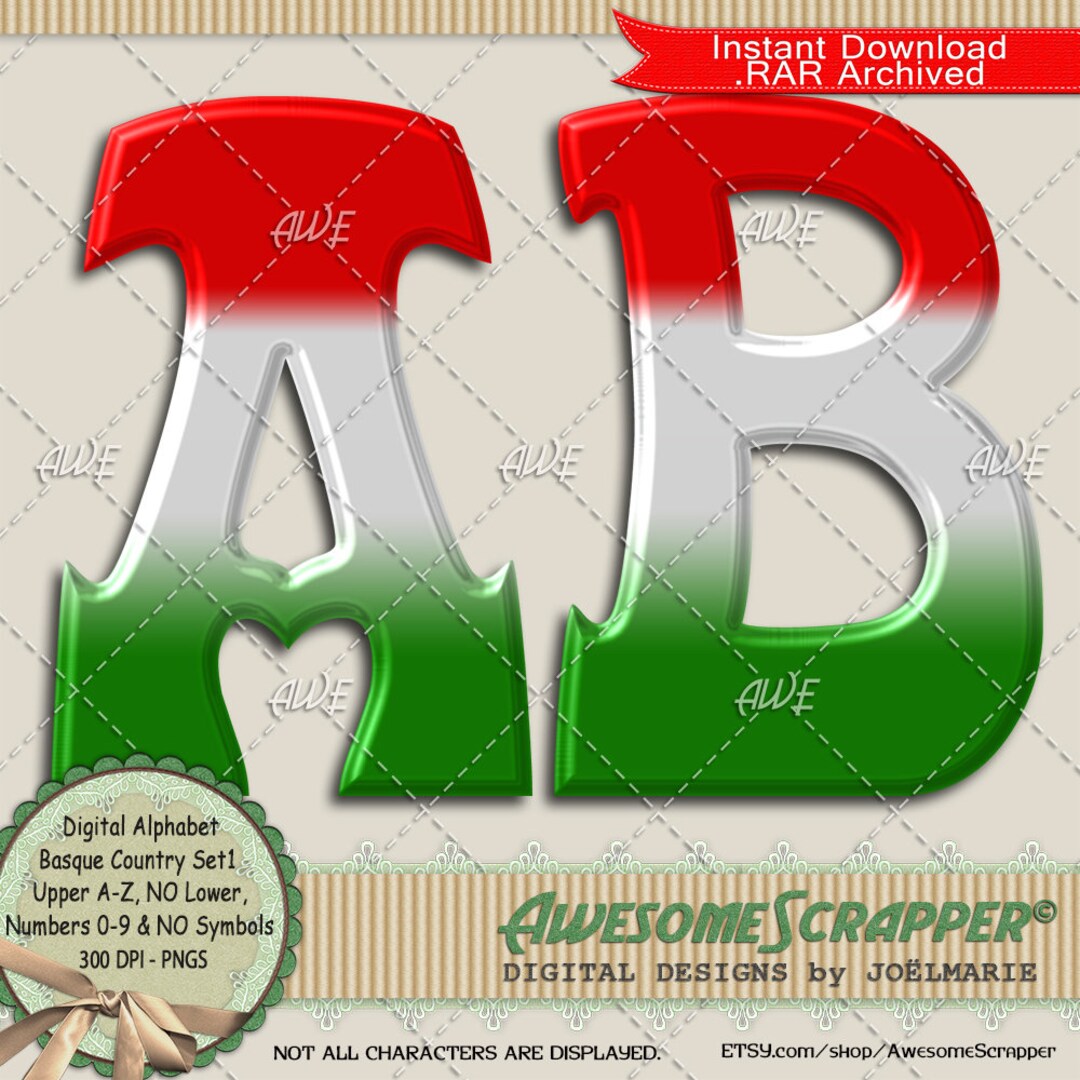 Basque Country Set1 Digital Alphabet by Awesomescrapper - High Quality ...