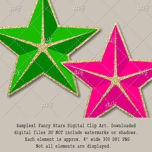Fancy Stars Digital Clip Art by Awesomescrapper - High Quality, 300 DPI ...