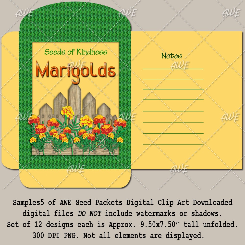 Seed Packets Digital Clip Art by Awesomescrapper - High Quality, 300 ...