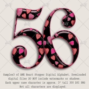 Heart Stopper Digital Alphabet by Awesomescrapper, High Quality 300 DPI ...