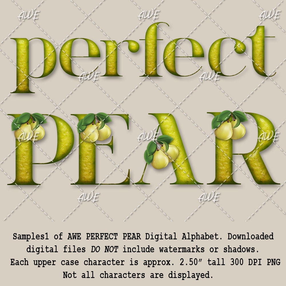 Perfect Pear Digital Alphabet by Awesomescrapper - High Quality, 300 ...