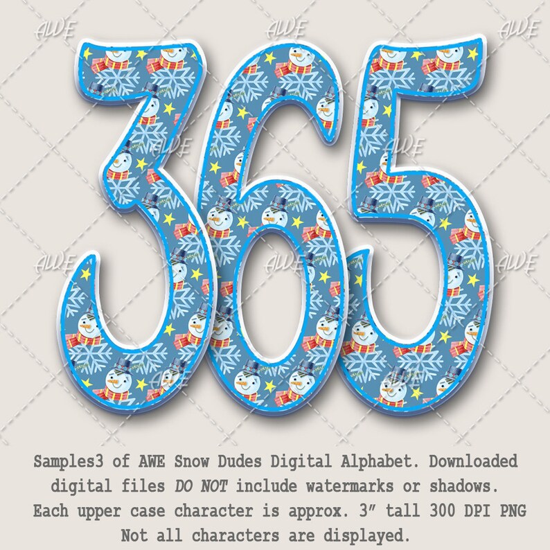 Snow Dudes Digital Alphabet by Awesomescrapper, High Quality 300 DPI ...