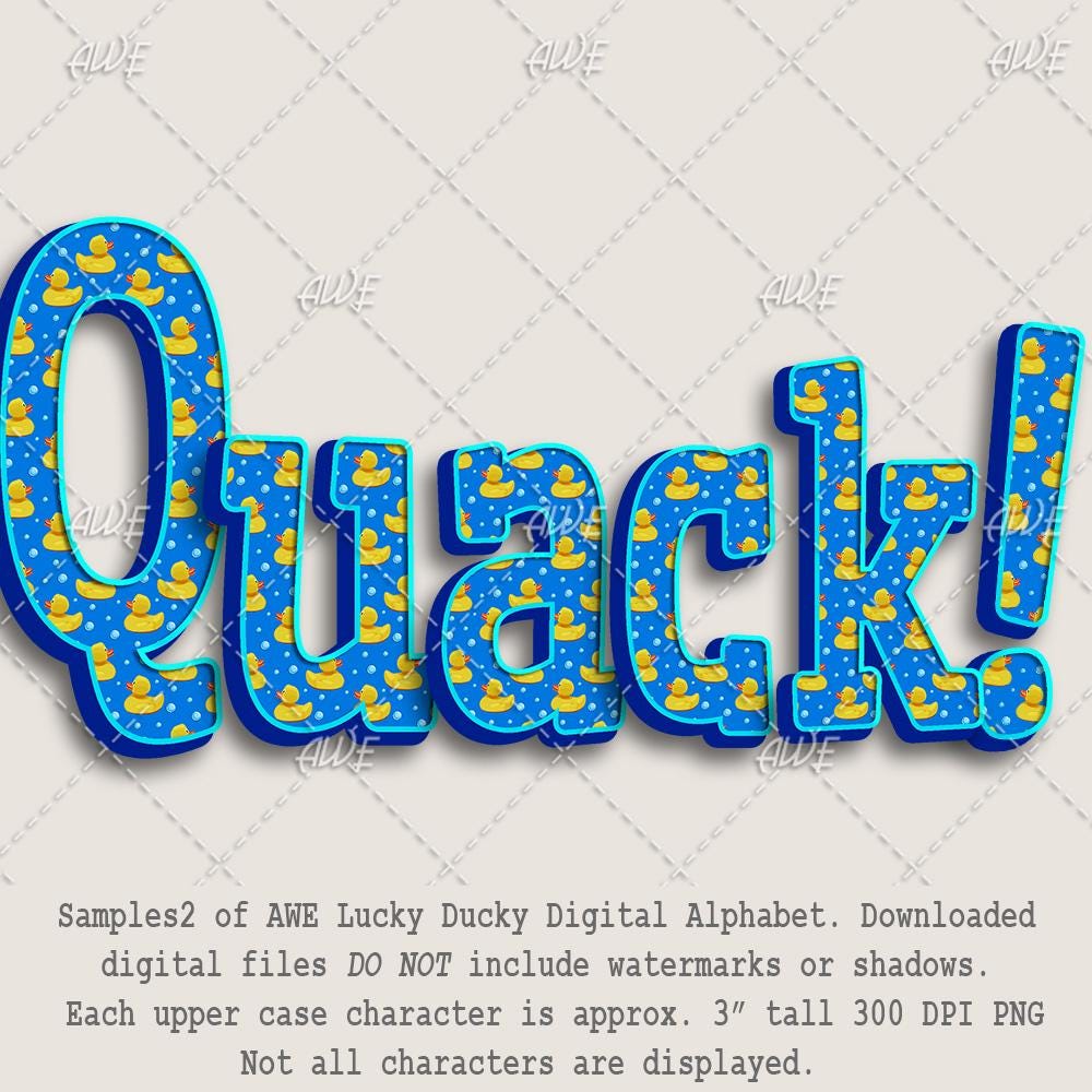 Lucky Ducky Digital Alphabet by Awesomescrapper - High Quality, 300 DPI ...