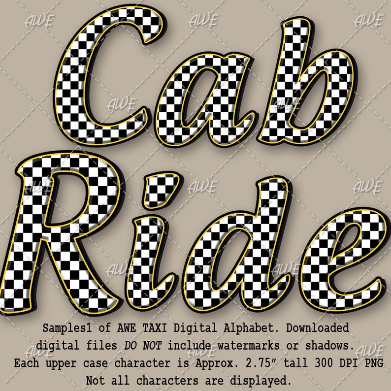 Taxi Digital Alphabet by Awesomescrapper High Quality 300 - Etsy