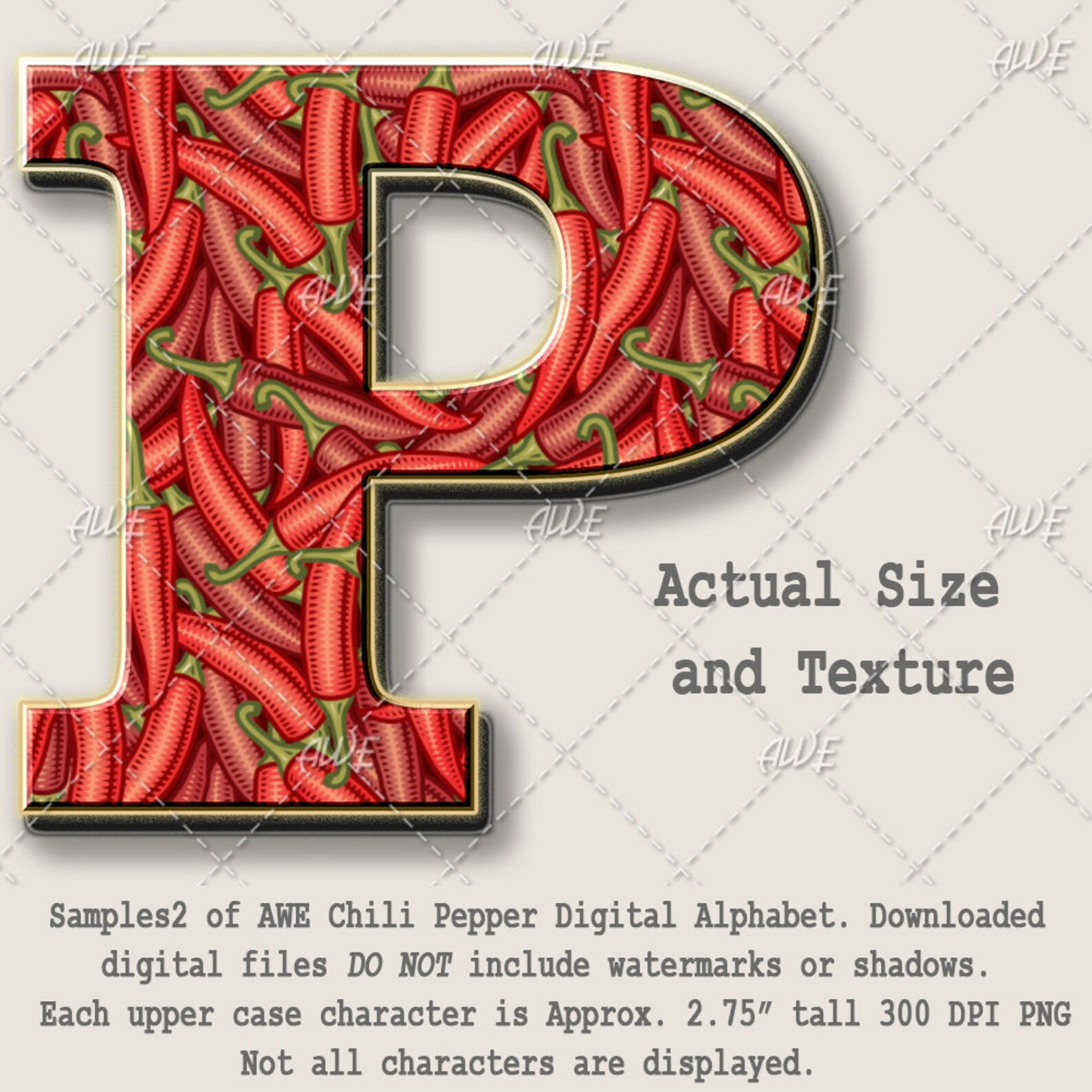 Chili Pepper Digital Alphabet by Awesomescrapper - High Quality, 300 ...