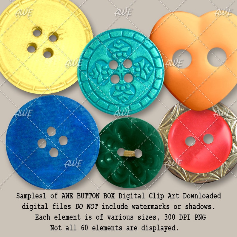 Button Box Digital Clipart by Awesomescrapper High Quality - Etsy
