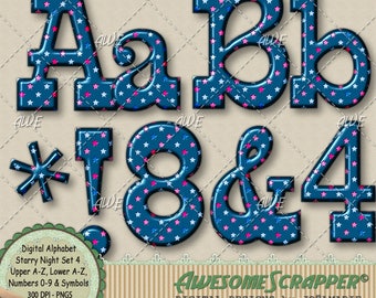 Starry Night Set 1 Digital Alphabet by Awesomescrapper High | Etsy