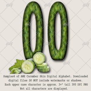 Cucumber Skin Digital Alphabet by Awesomescrapper, High Quality 300 DPI ...