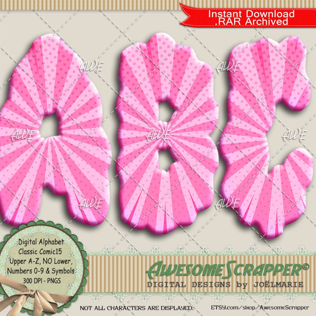 Classic Comic Set 15 Digital Alphabet by Awesomescrapper, High Quality ...