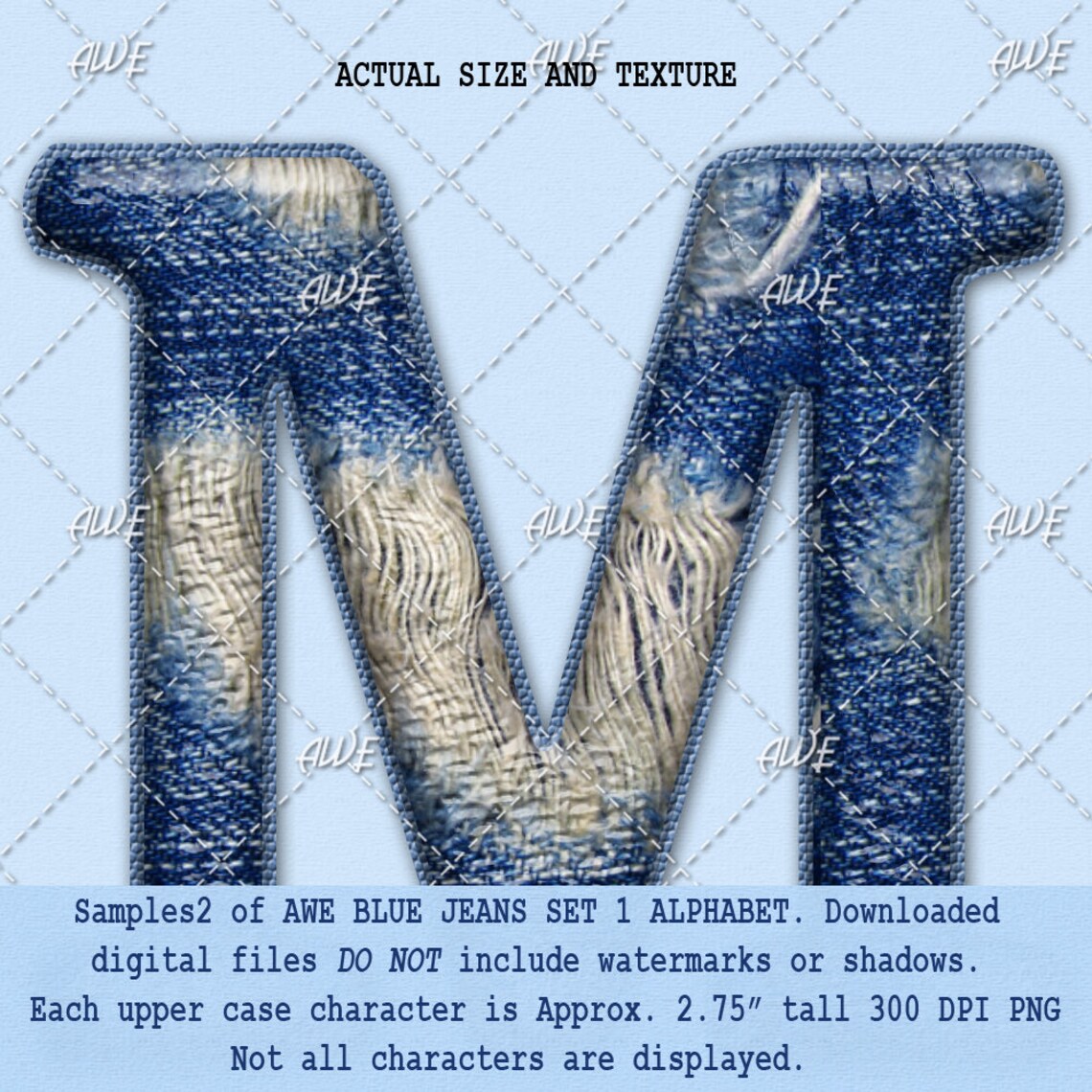 Blue Jeans Digital Alphabet by AwesomeScrapper Denium | Etsy