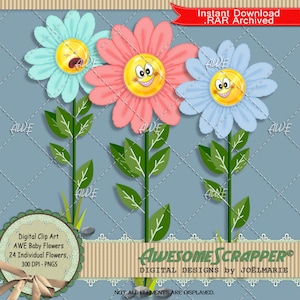 Baby Flowers Digital Clip Art by Awesomescrapper - High Quality, 300 ...