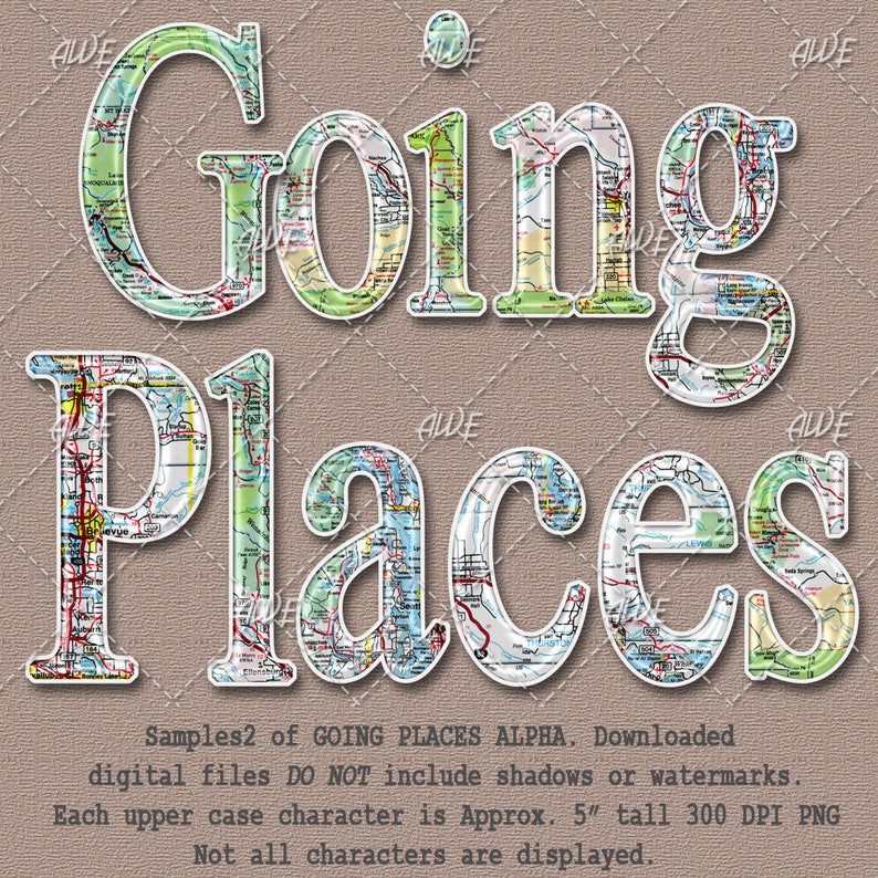 Going Places Digital Alphabet by Awesomescrapper, Upper Case, Lower ...