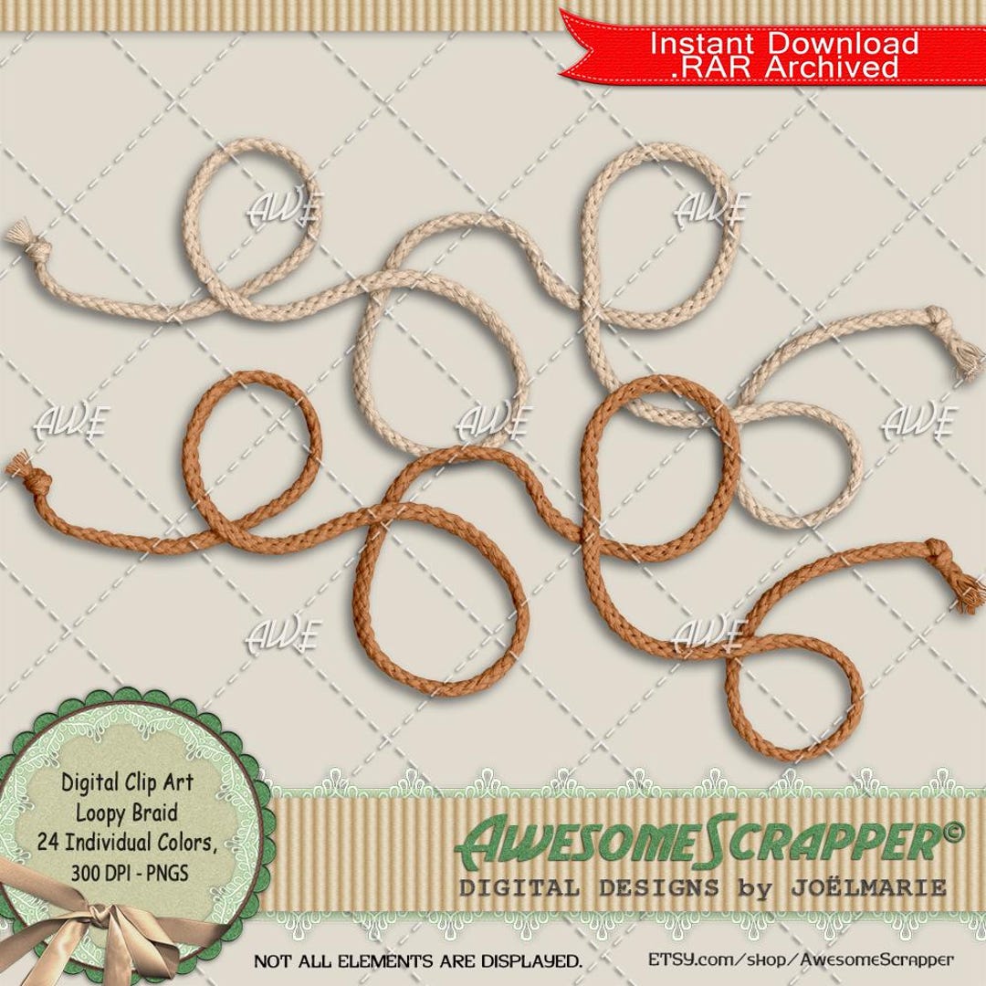 Loopy Braid Digital Clip Art by Awesomescrapper - High Quality, 300 DPI ...