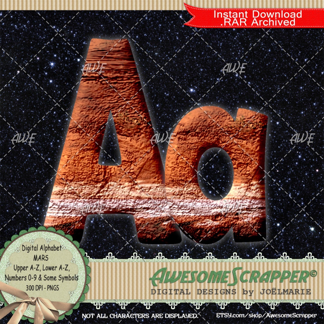 Mars Digital Alphabet by Awesomescrapper, High Quality, 300 DPI Pngs ...