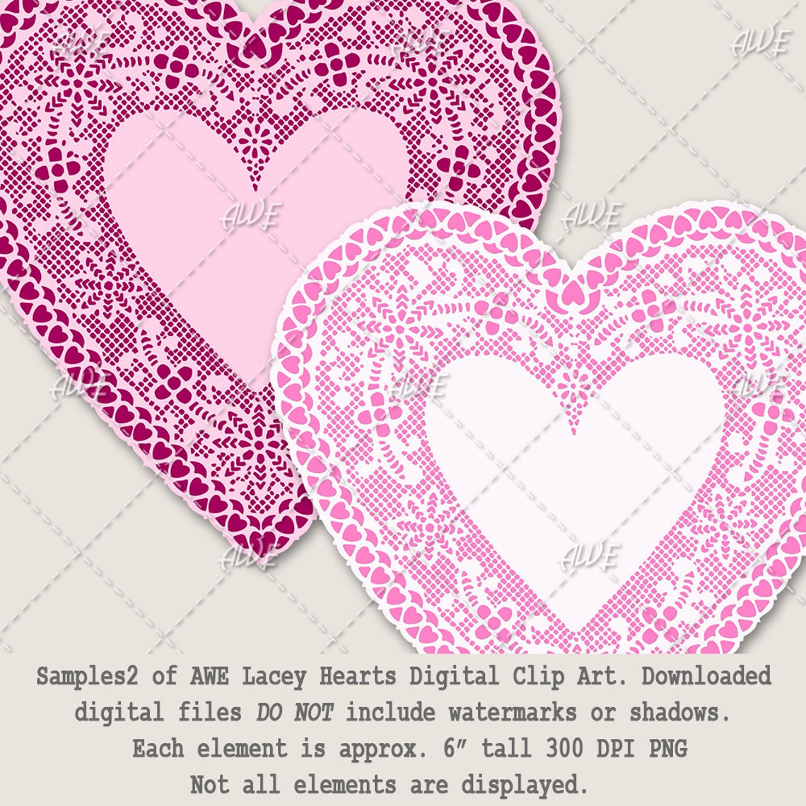 Lacey Hearts Digital Clip Art by Awesomescrapper High - Etsy