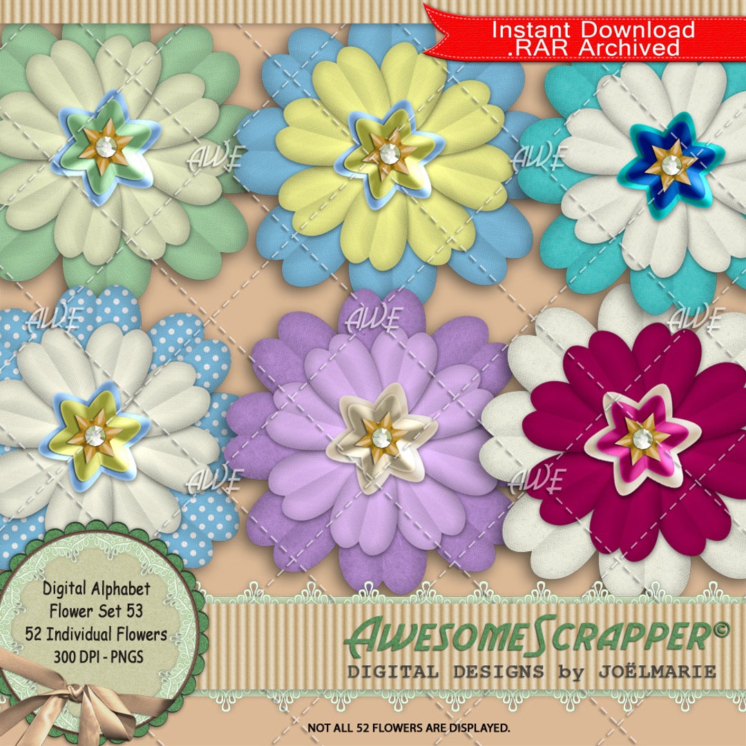 Flowers #53 Digital Clipart by Awesomescrapper - High Quality, 300 DPI ...