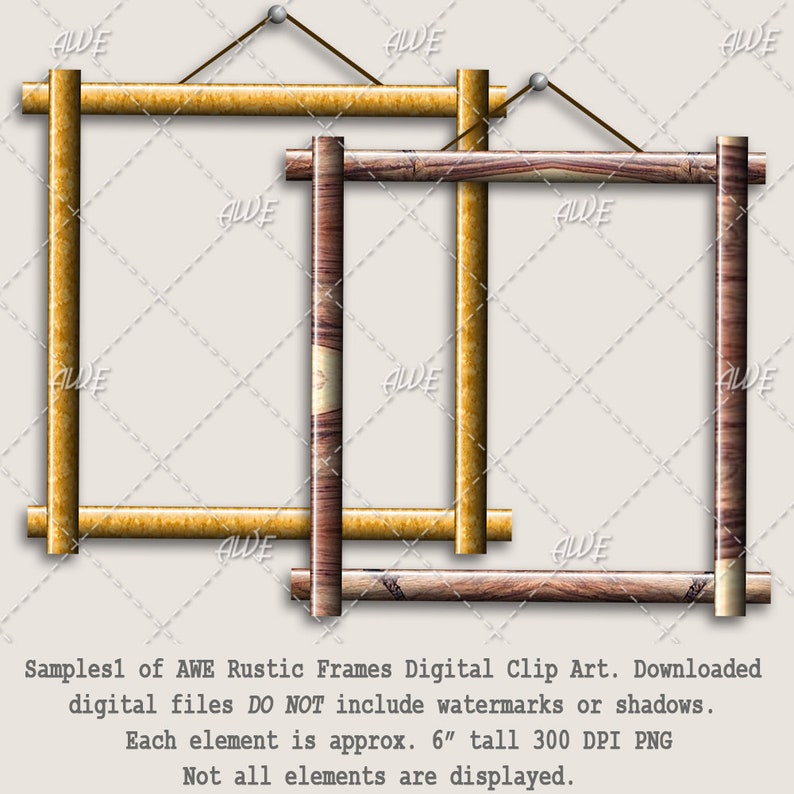 Rustic Frames Digital Clip Art by Awesomescrapper High - Etsy