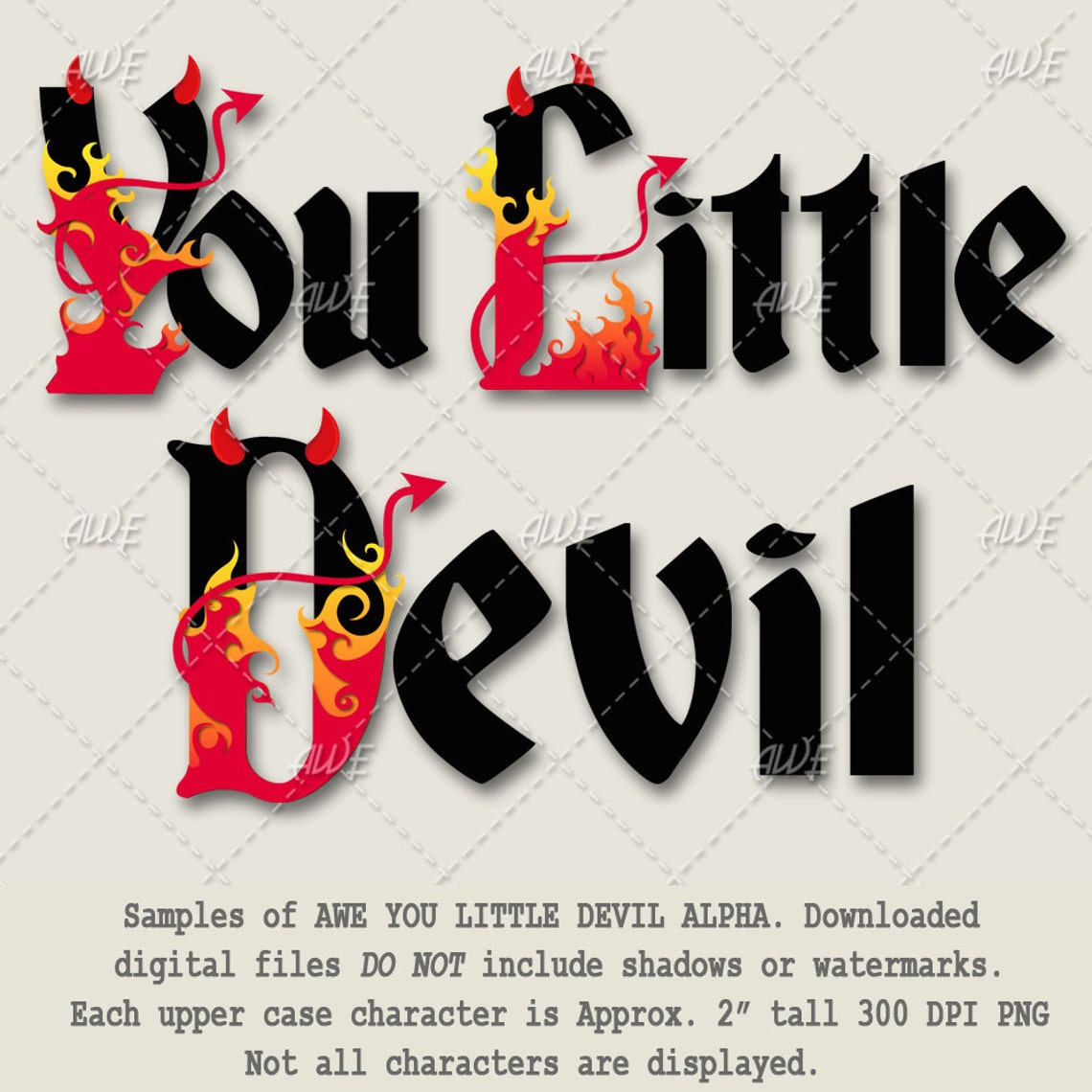 You Little Devil Digital Alphabet by Awesomescrapper Upper - Etsy Ireland