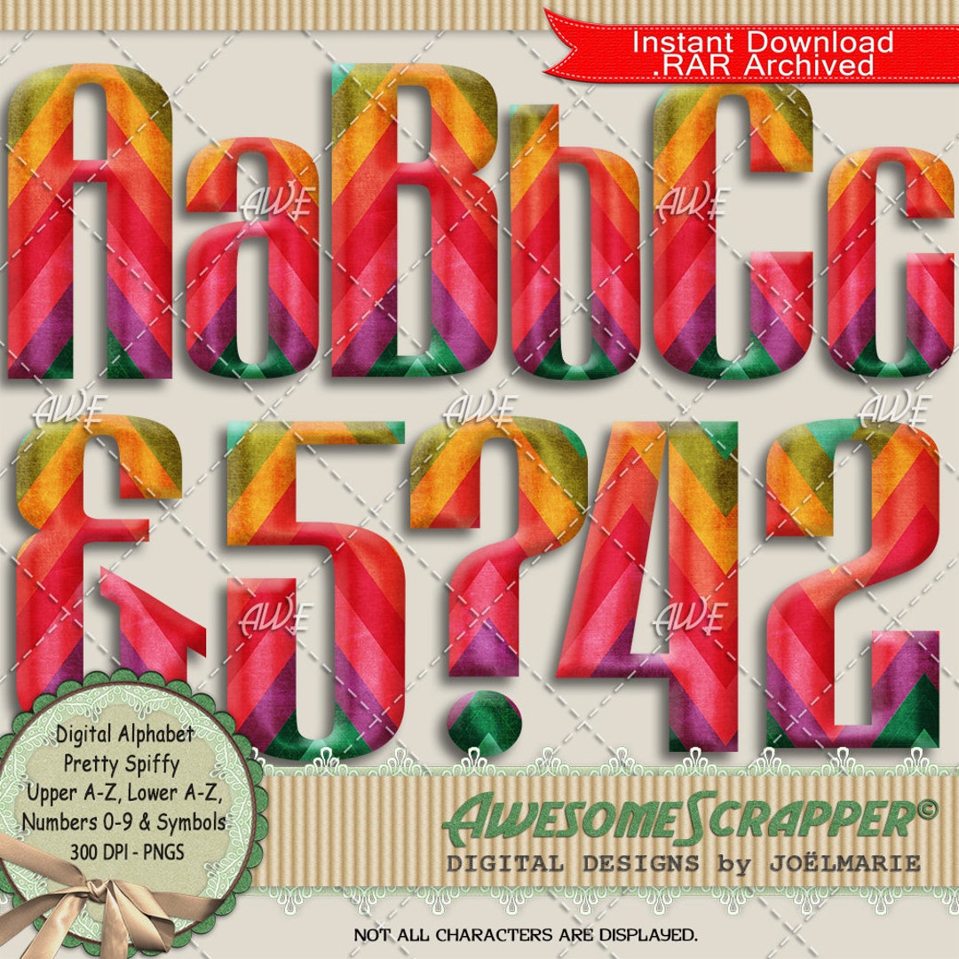 Pretty Spiffy Digital Alphabet by Awesomescrapper - High Quality, 300 ...
