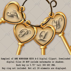 Monogram Keys Digital Alphabet & Clipart by Awesomescrapper - High ...