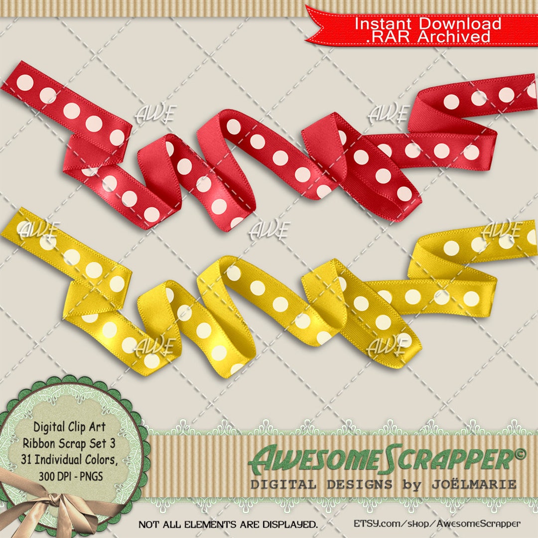 Ribbon Scrap Set3 Digital Clip Art by Awesomescrapper High Quality, 300 ...