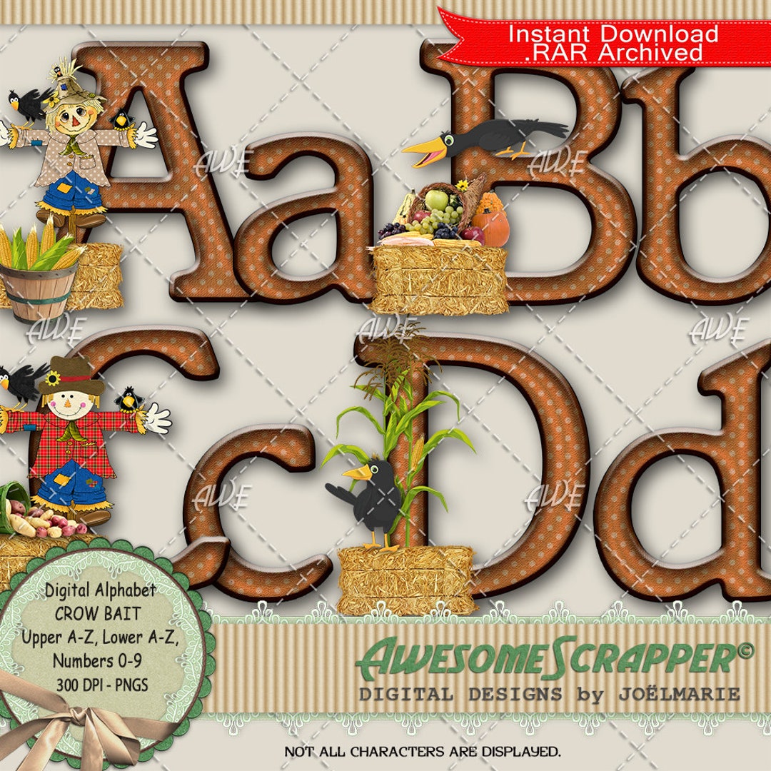 Crow Bait Digital Alphabet, by Awesomescrapper - High Quality, 300 DPI ...