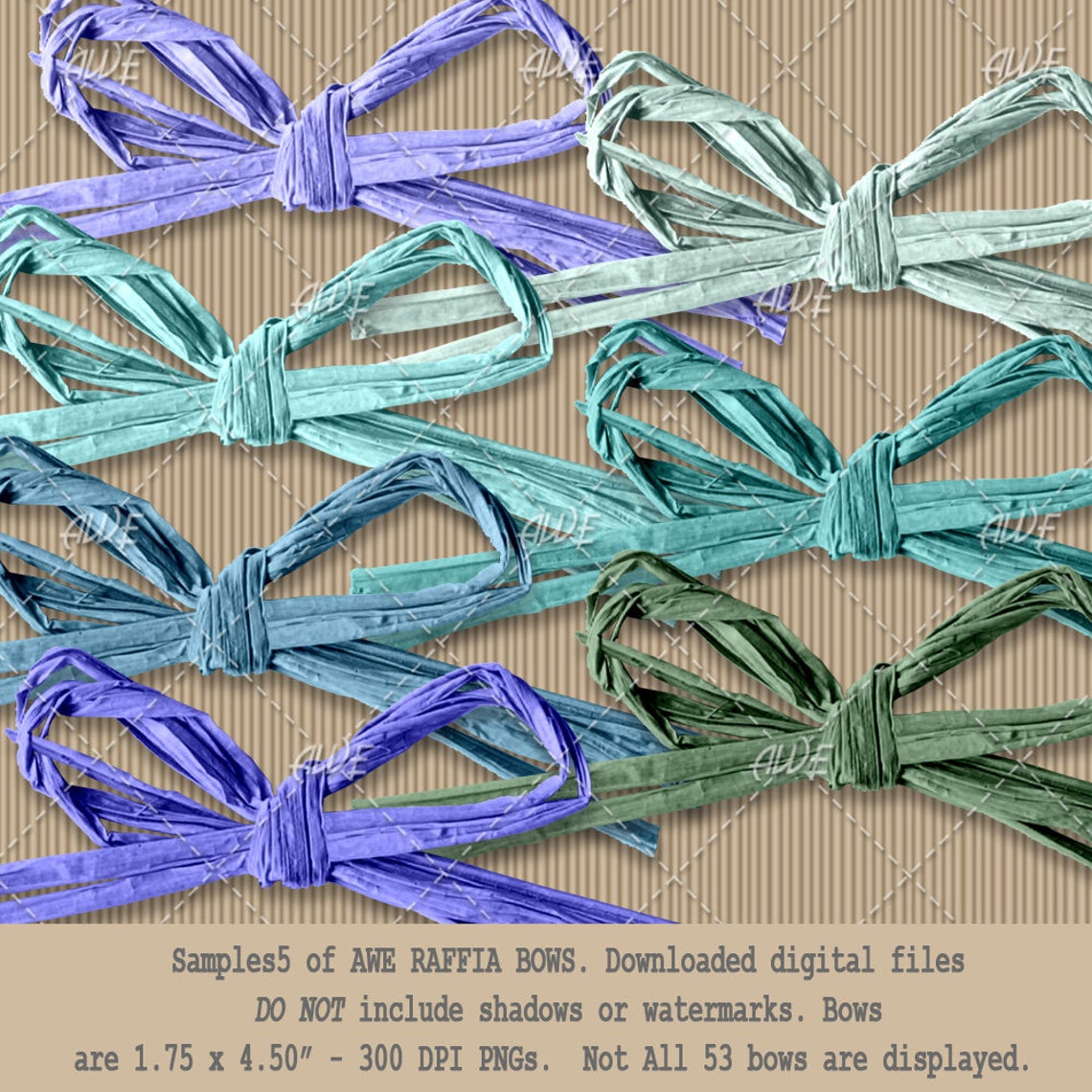 Raffia Bows Digital Clipart by Awesomescrapper Set of 53 - Etsy