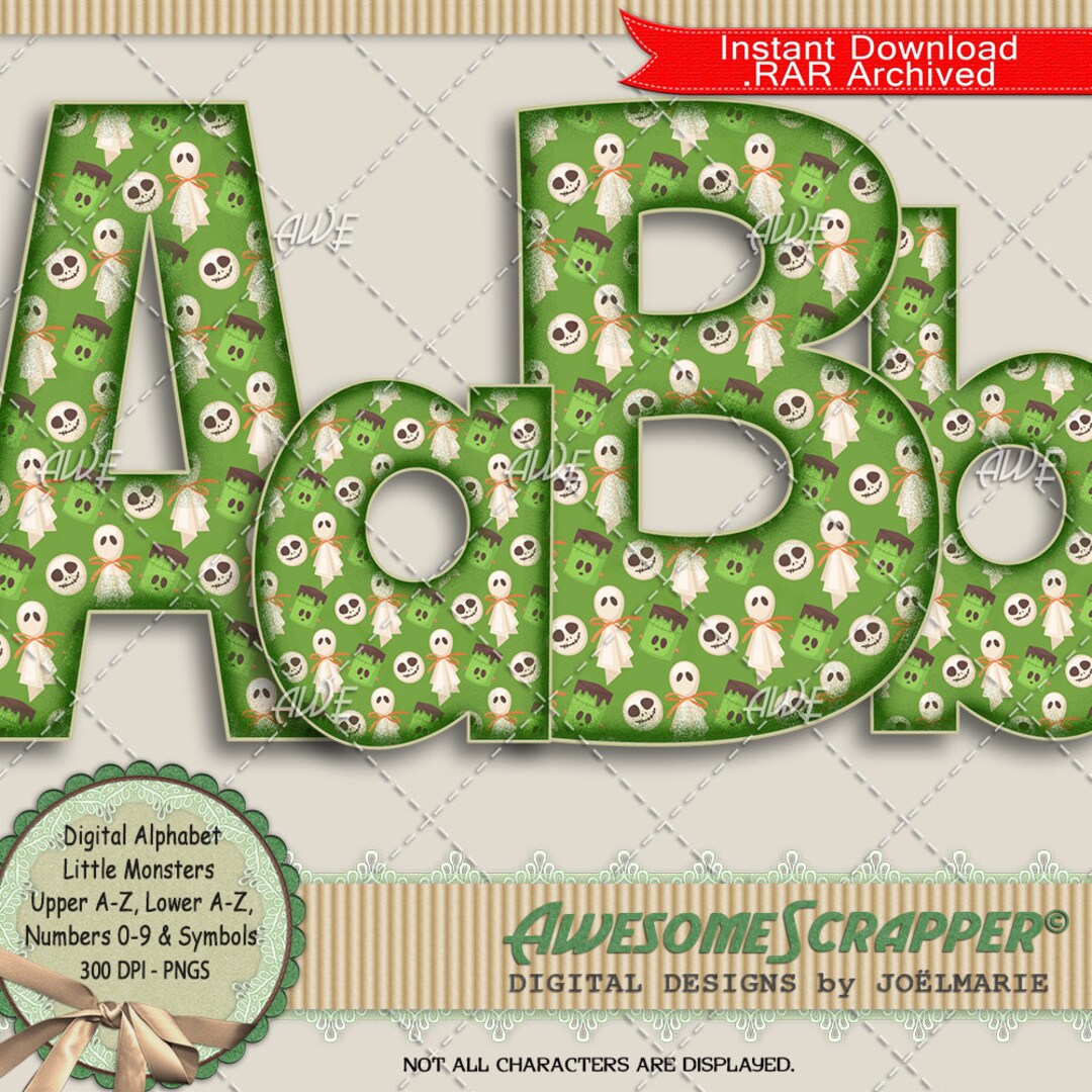 Little Monsters Digital Alphabet by Awesomescrapper High Quality, 300 ...