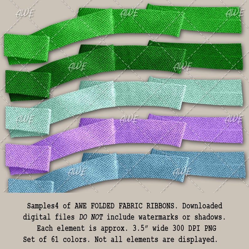 Folded Fabric Ribbons Digital Clipart by Awesomescrapper - High Quality ...
