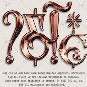 Rose Gold Fancy Digital Alphabet by Awesomescrapper - High Quality, 300 ...