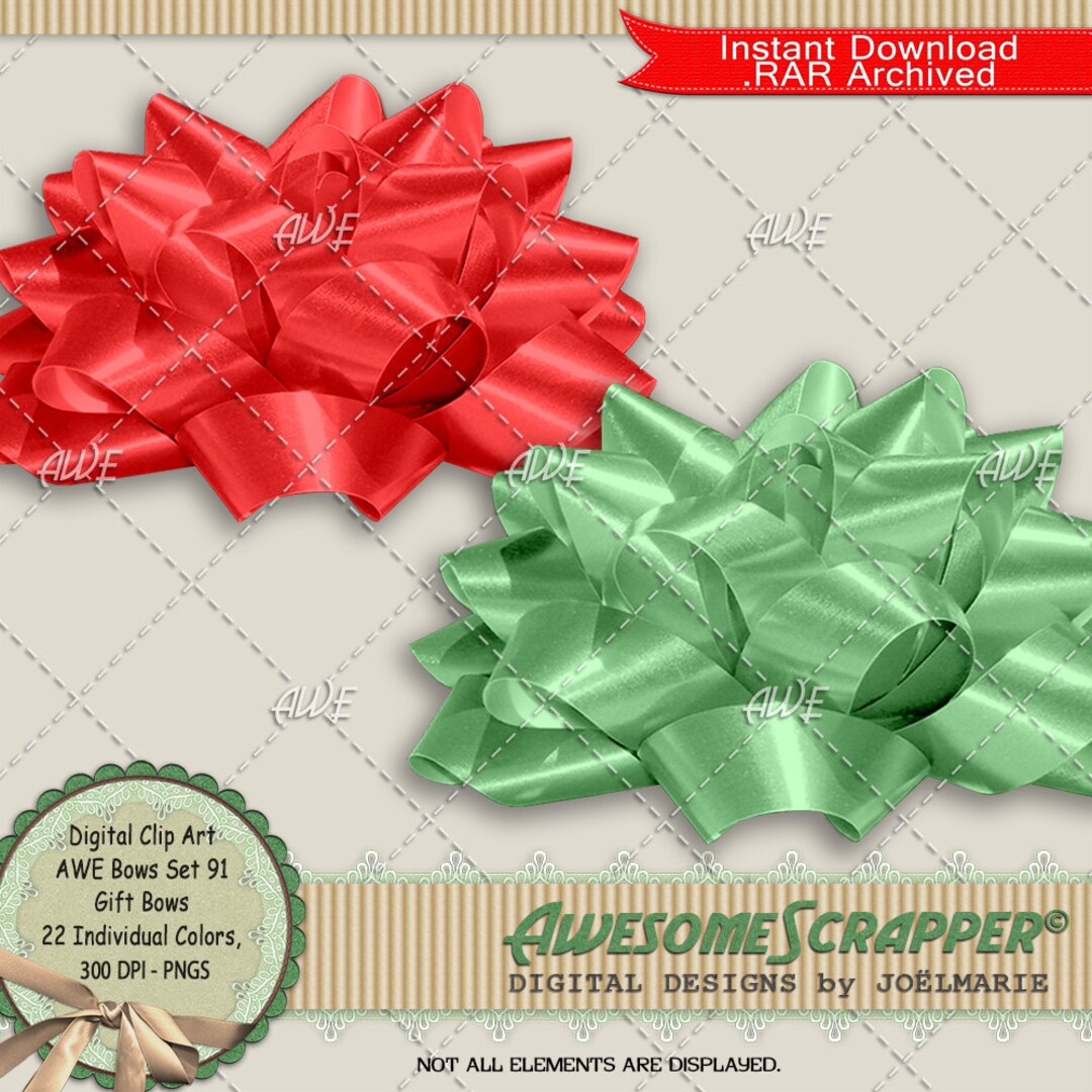 Bows Set 91 Digital Clip Art by Awesomescrapper - High Quality, 300 DPI ...