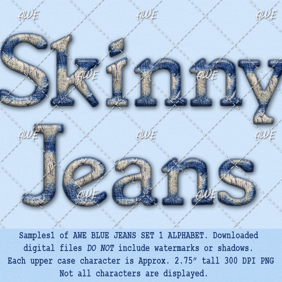 Blue Jeans Digital Alphabet by AwesomeScrapper Denium | Etsy