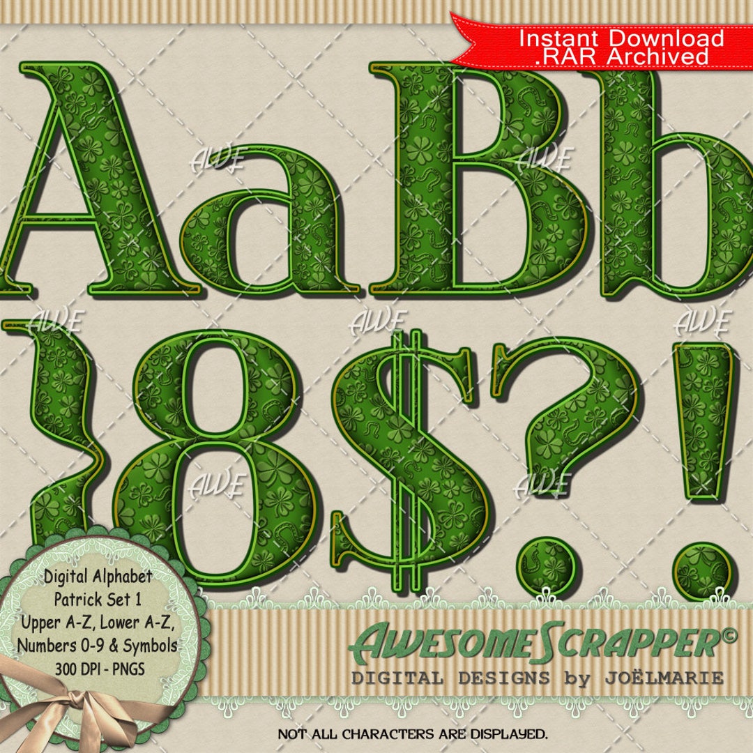 Patrick Set 1 Digital Alphabet by Awesomescrapper High - Etsy