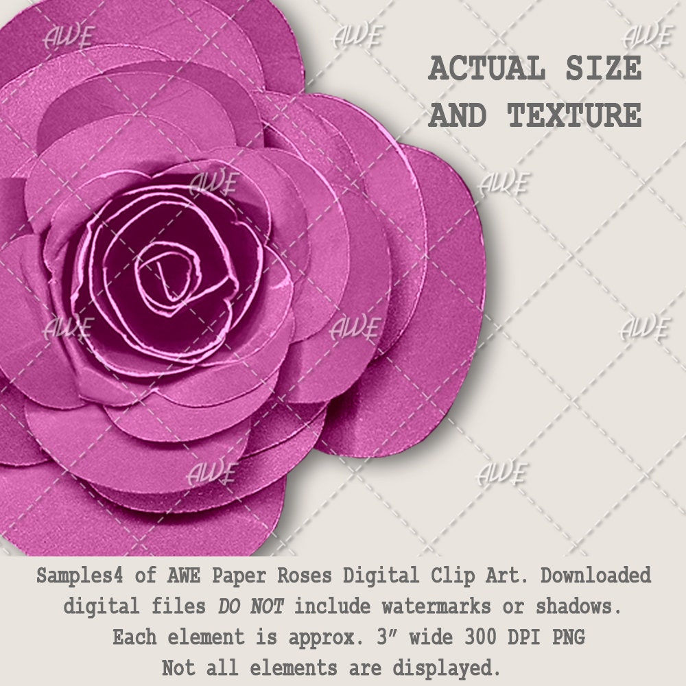 Paper Roses Digital Clip Art by Awesomescrapper High - Etsy UK