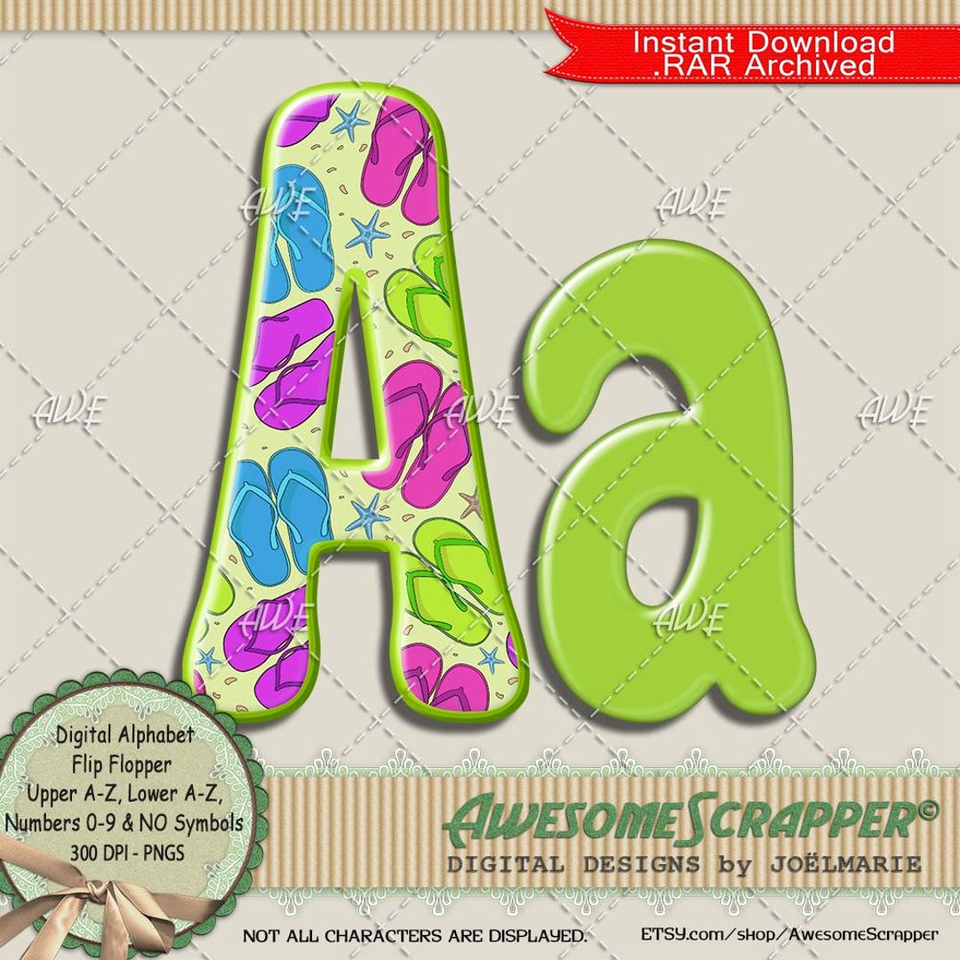 Flip Flopper Digital Alphabet by Awesomescrapper - High Quality, 300 ...