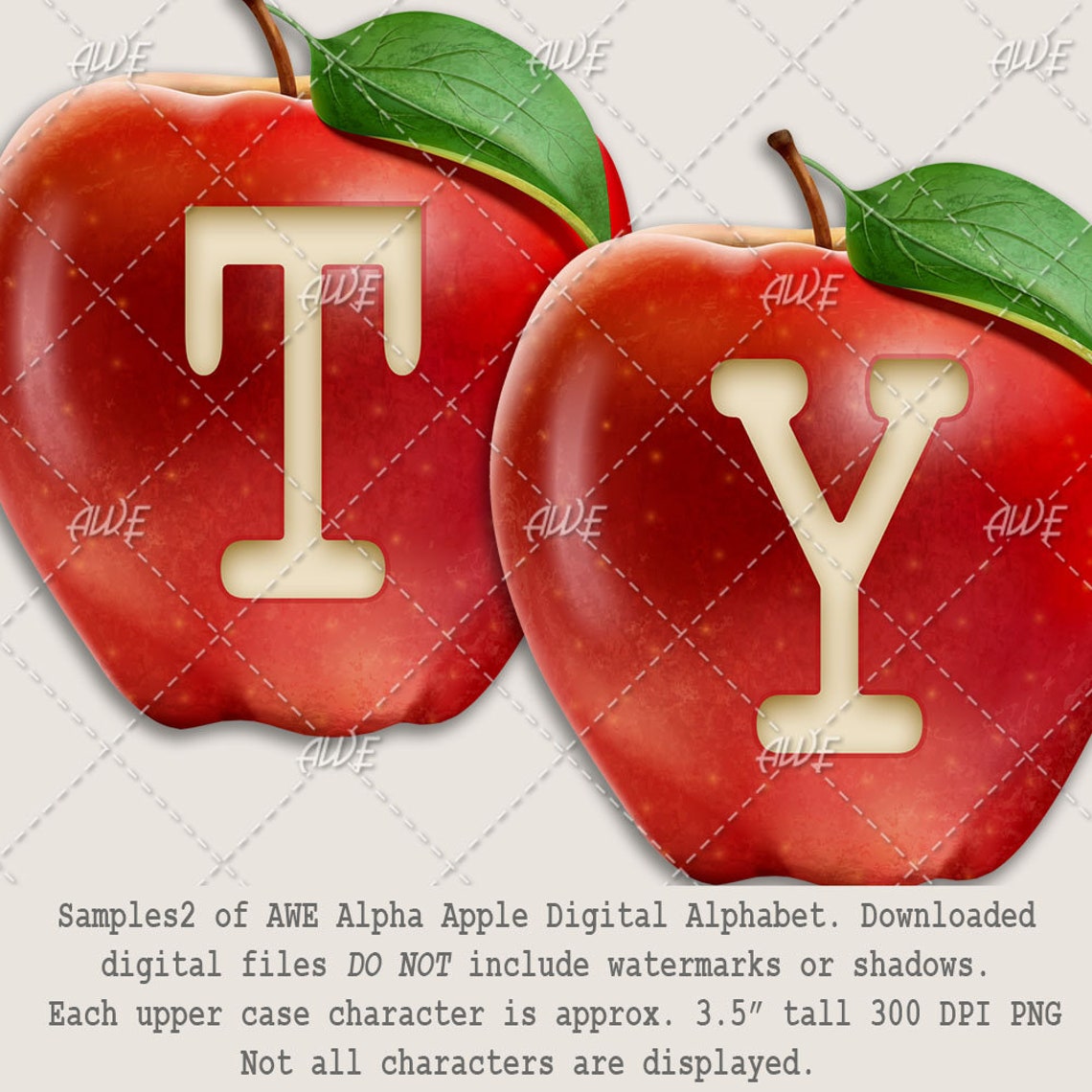 Alpha Apple Digital Alphabet by Awesomescrapper High - Etsy