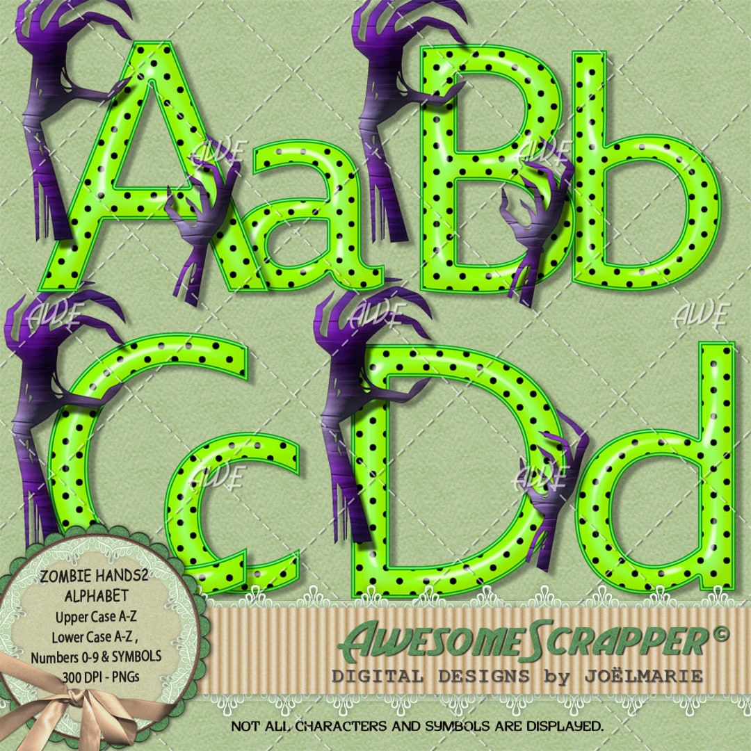 Digital Clipart Zombie Hands2 Alphapbet, by Awesomescrapper Uppers ...
