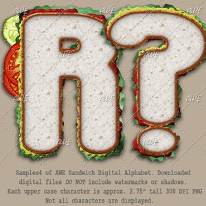 Sandwich Digital Alphabet by Awesomescrapper High Quality, 300 DPI Pngs ...